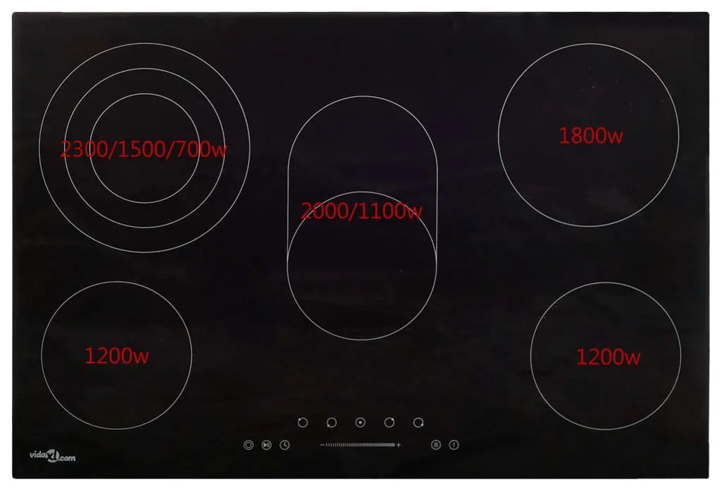 vidaXL Marketos Keramická varná deska s 5 hořáky dotykové ovládání 90 cm 8500 W