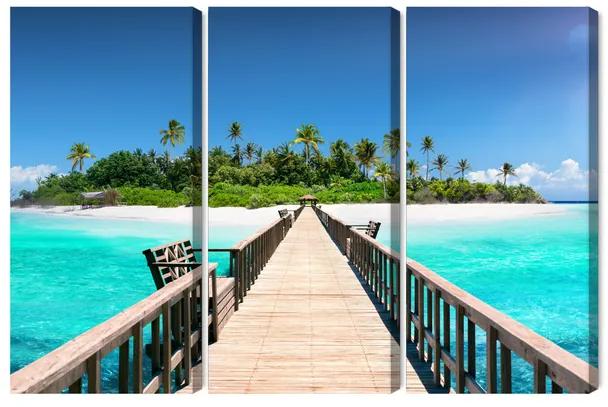 Vícedílný obraz 3D Molo Na Maledivách Nedostatek Nedostatek Přírodní plátno 180x120