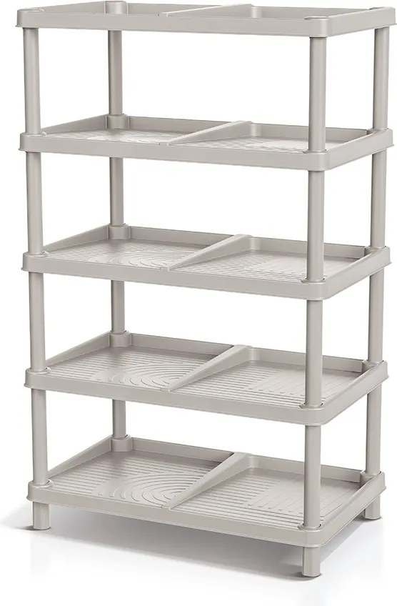 Prosperplast Regál na boty TASSY, 48 x 30 x 77 cm, světle hnědá, 5 pater