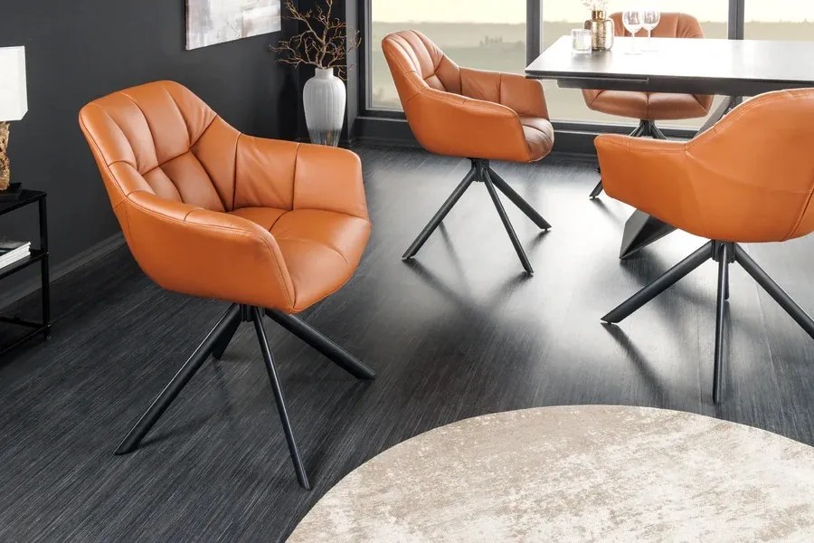 Designová otočná židle Vallerina koňaková