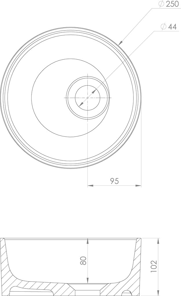 Sapho Sanna umyvadlo na desku 25 cm bez otvoru pro baterii bez přepadu litý mramor bílá SA250