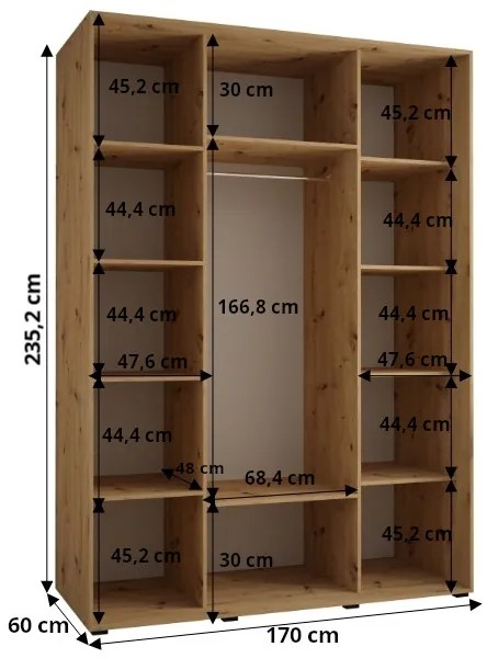 Šatní skříň ASIRI 1 - 170/60 cm, bílá / černá