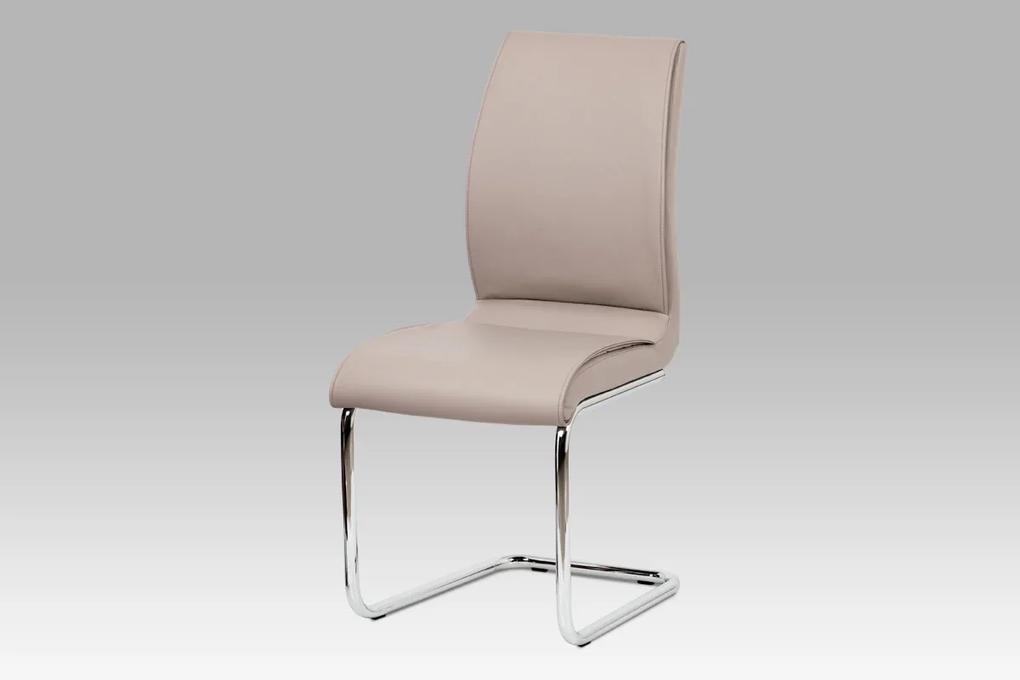 Artium Jídelní židle koženka lanýžová / chrom - DCH-575 LAN