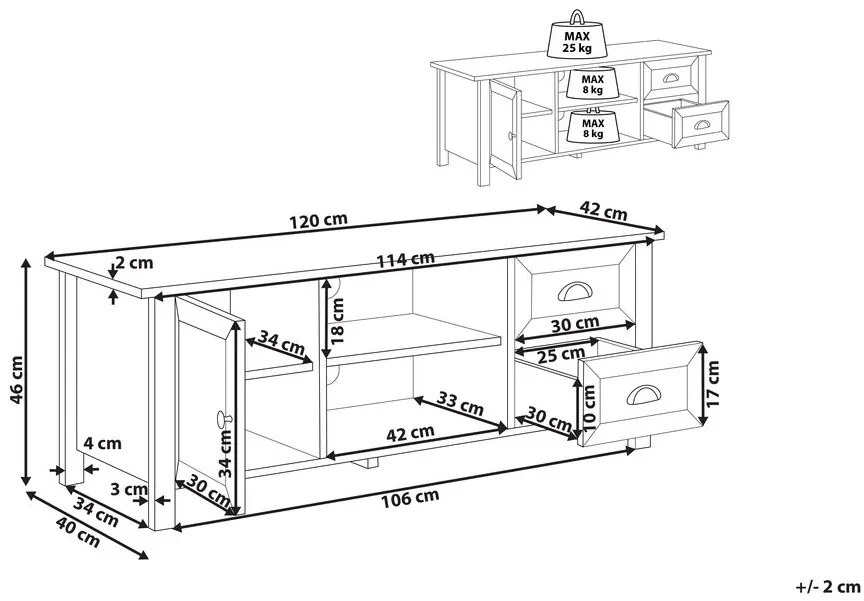 Televizní skříňka bílá HONOLULU Beliani