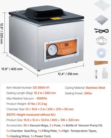 Komorový vakuový uzávěr, těsnící výkon 260 W – DZ-260S-V2