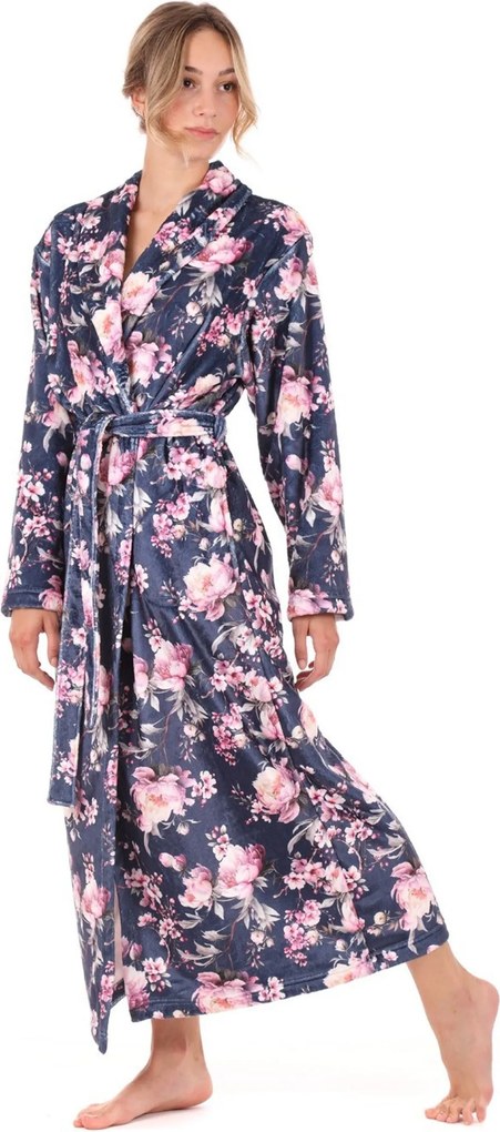Dámský květinový župan TOYA modrá 21 26 0009 - XL