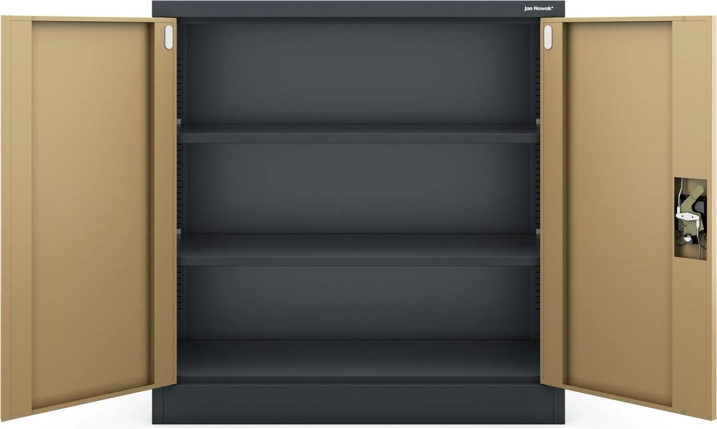 Nízká skříň na spisy a dokumenty, antracit/ořech, 900x930x400 mm: BEATA Eco Design