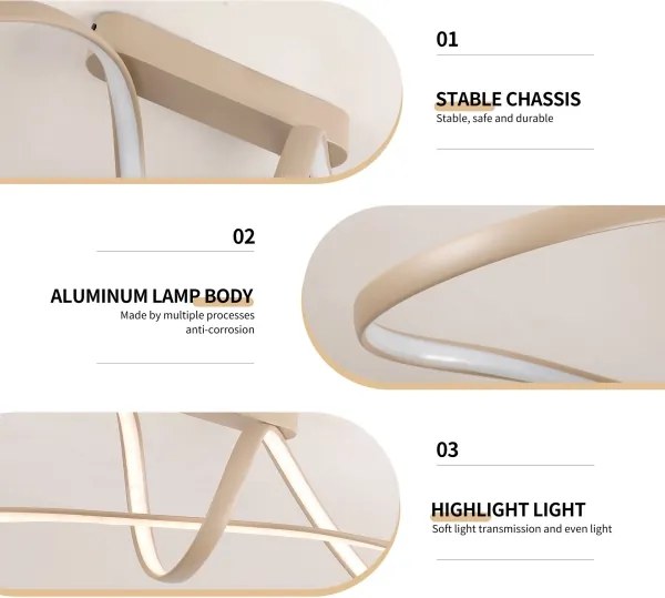 Brilagi-LED Stmívatelný přisazený lustr TWISTER LED/60W/230V 3000-6000K béžov+DO