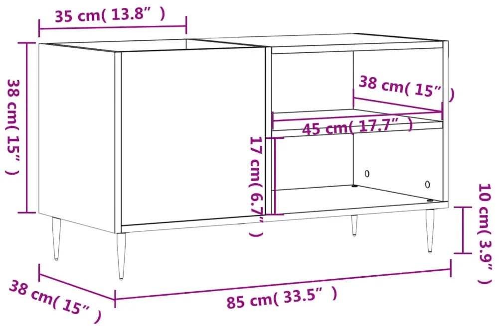 Skříňka na LP desky hnědý dub 85 x 38 x 48 cm kompozitní dřevo