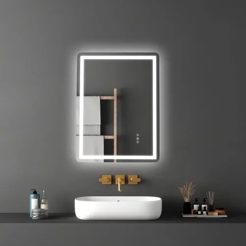 LED koupelnové zrcadlo 3 barvy proti zamlžování nástěnné toaletní zrcadlo 60 × 80 cm