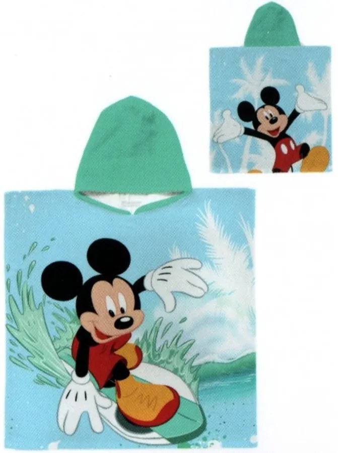 Dětské / chlapecké plážové pončo - osuška s kapucí Disney - Mickey Mouse - 100% bavlna s gramáží 320 gr./m² - 60 x 120 cm