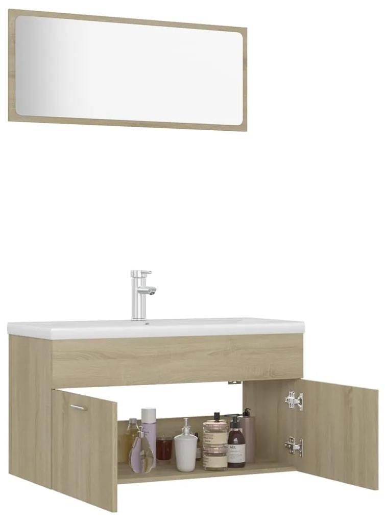vidaXL Set koupelnového nábytku dub sonoma dřevotříska