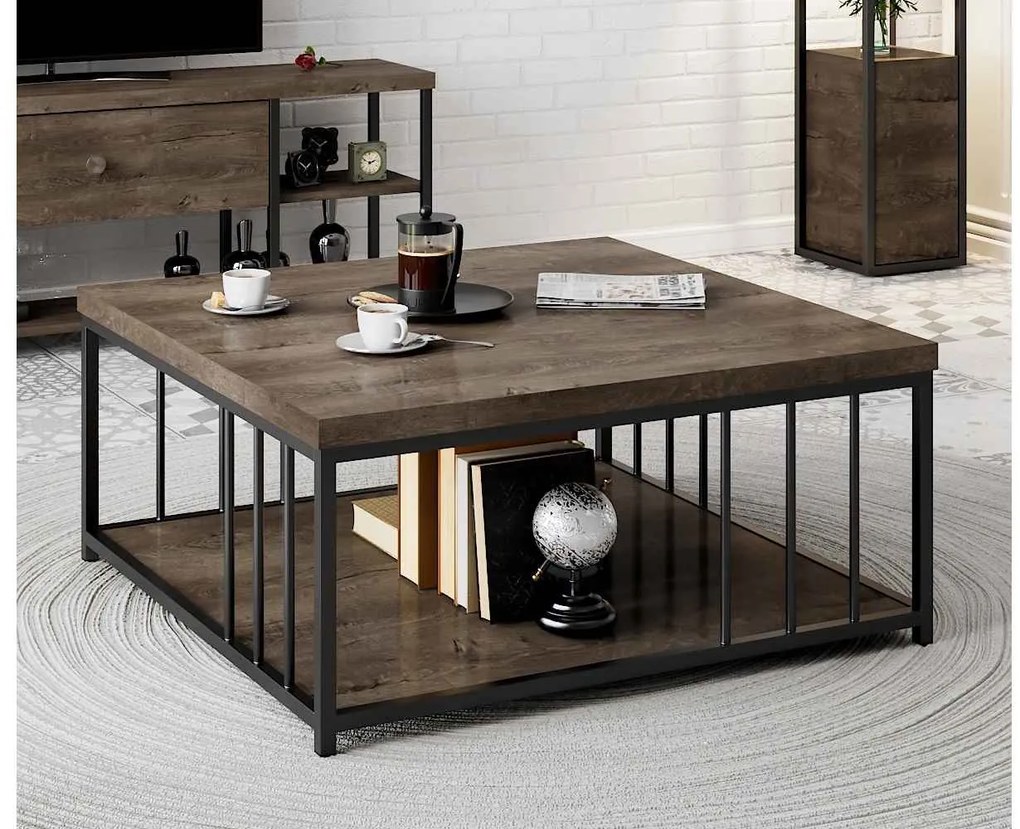 Designový konferenční stolek Natine 90 cm ořech / černý
