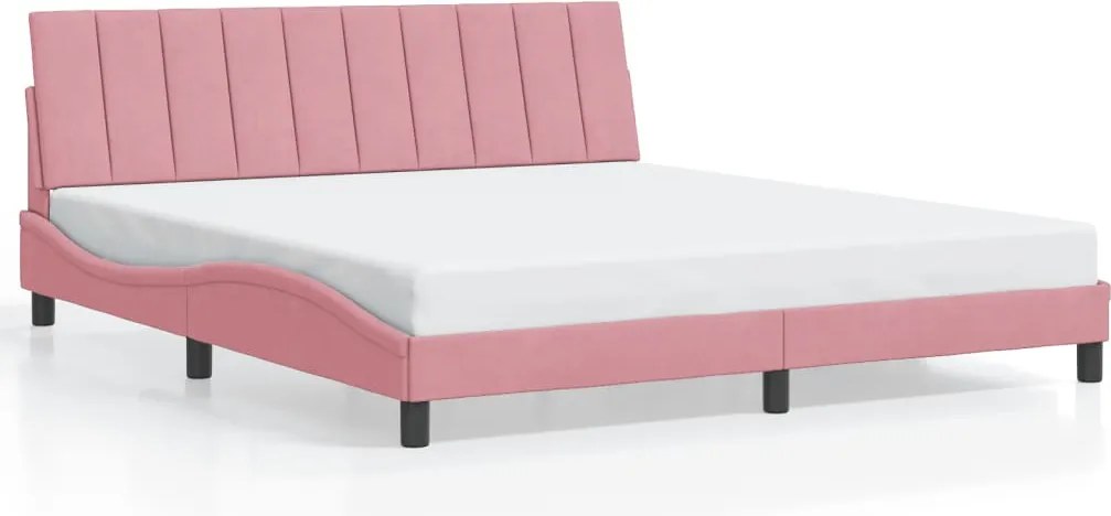 Rám postele s LED osvětlením bez matrace Hanko růžový 180 x 200 cm samet 3213798