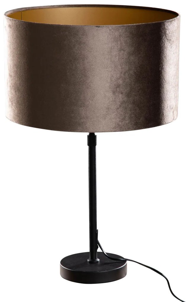 Stolní lampa černá s sametovým stínidlem zelená 35 cm - Parte