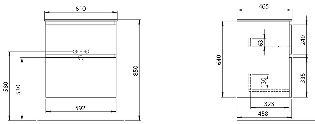 Sapho Ezara koupelnová skříňka 59,2 x 64 x 46 cm pod umyvadlo bílá lesk EZ601-3030