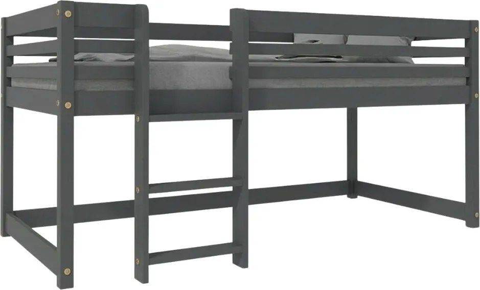 Benlemi Nízká vyvýšená postel TULY s žebříkem 90x200 cm Zvolte barvu: Bílá, Zvolte stranu: Vlevo, Zvolte variantu: Se závěsem