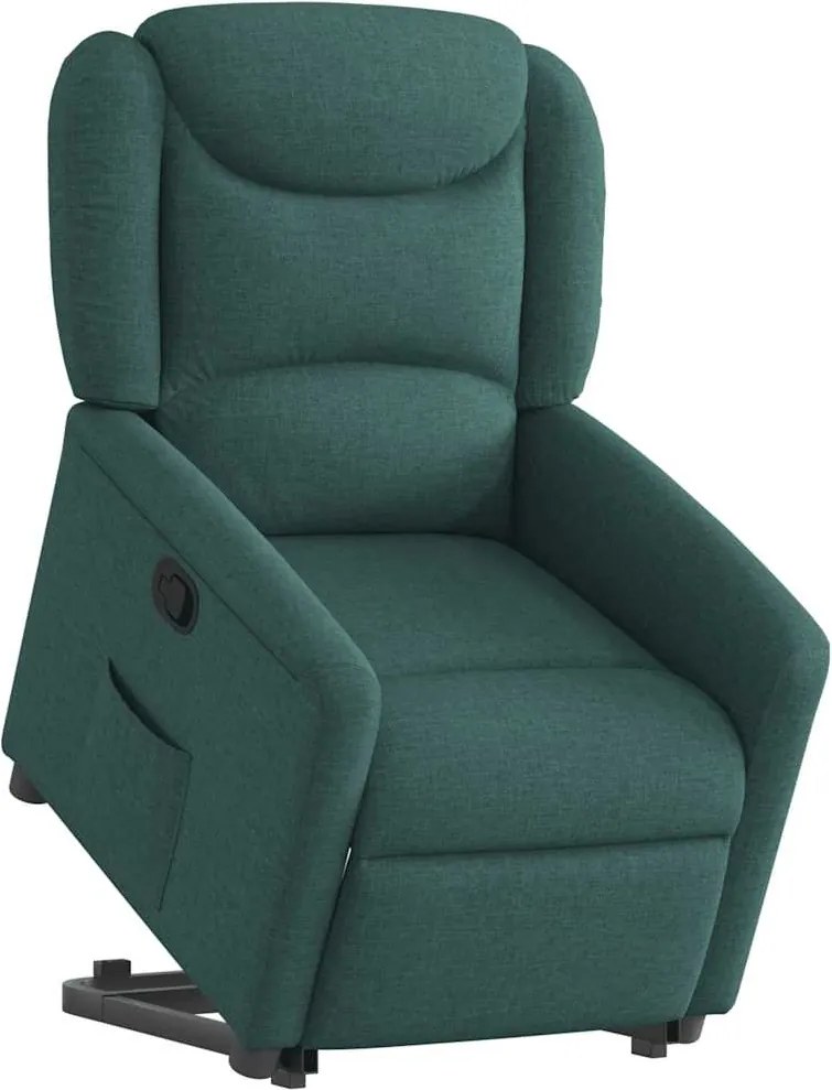 Zvedací polohovací křeslo tmavě zelené textil 3303200