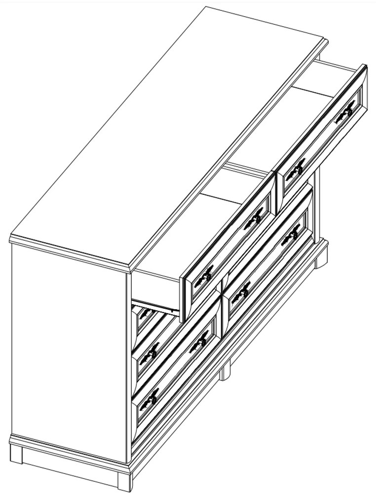 Sconto Komoda SONATA kaštan, 8 zásuvek
