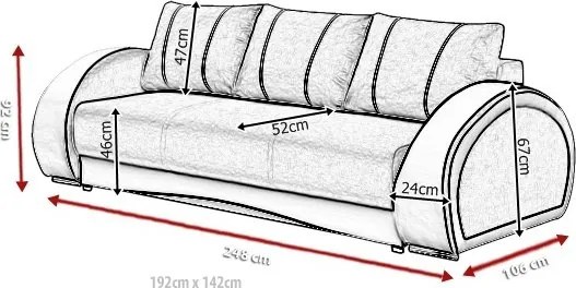 Falco Rozkládací pohovka Cherry s úložným prostorem, sv.šedá