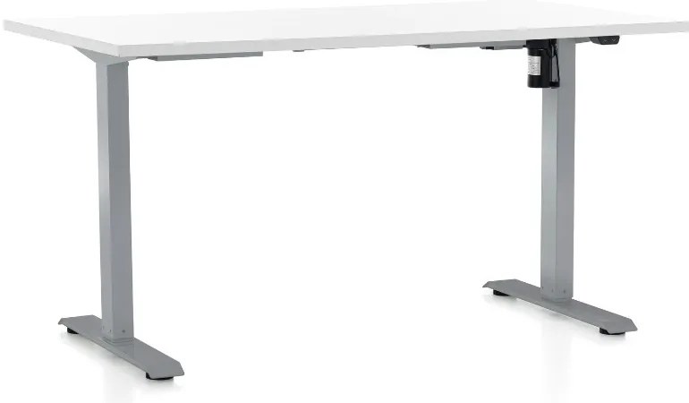 Výškově nastavitelný stůl OfficeTech A, 120 x 80 cm, šedá podnož, bílá