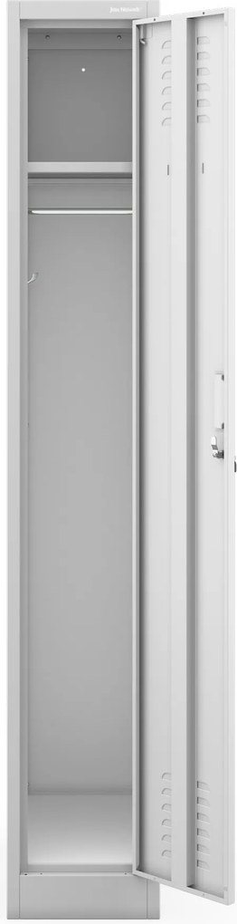 Úzká jednokomorová šatní skříňka pro zaměstnance, šedá, 300x1800x500 mm: KACPER II Plus