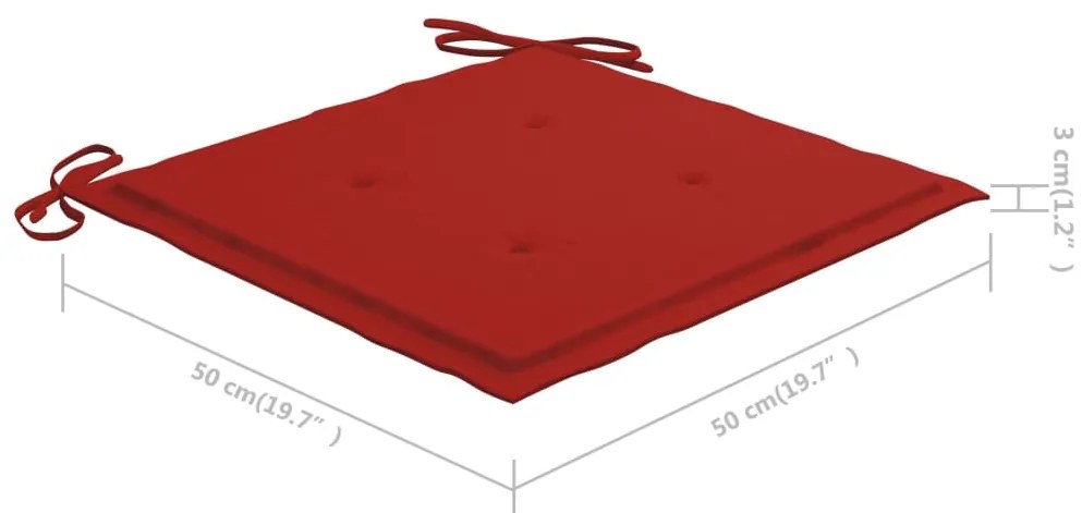vidaXL Marketos Zahradní židle 4 ks červené podušky masivní teak