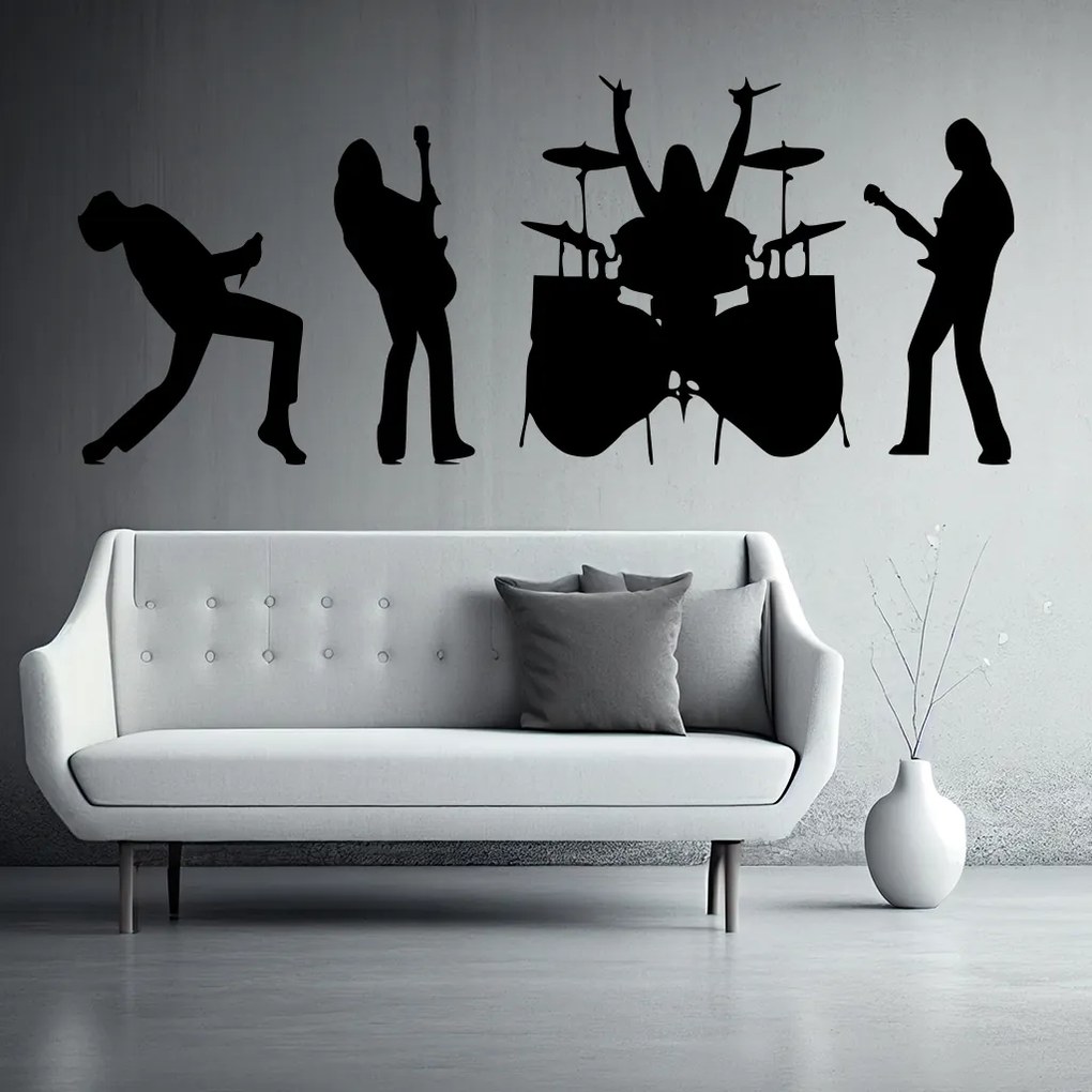 Živá Zeď Samolepka na zeď Rocková kapela Barva: černá, Velikost: 100 x 40 cm