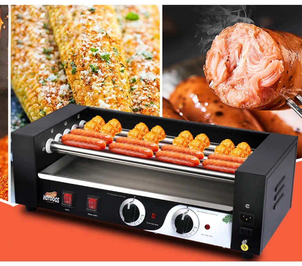 Valcový gril na přípravu a ohřívání HOT DOG párků