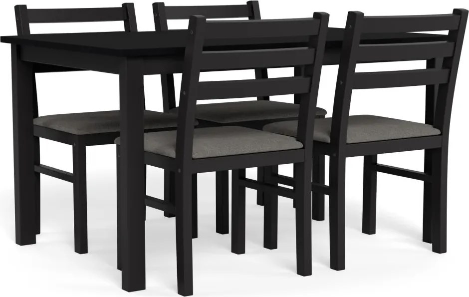 ACTONA Jídelní set stolu a čtyř židlí ALICANTE černý 110x70 cm