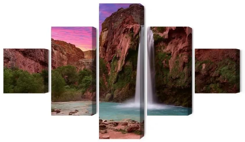 Vícedílný obraz Vodopády Havasupai Nedostatek Nedostatek Přírodní plátno 150x90