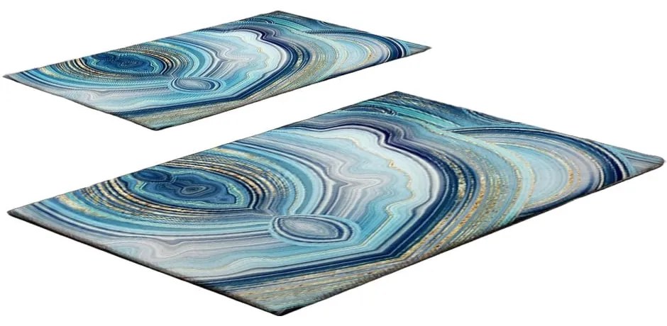 Modré koupelnové předložky v sadě 2 ks 60x100 cm – Foutastic