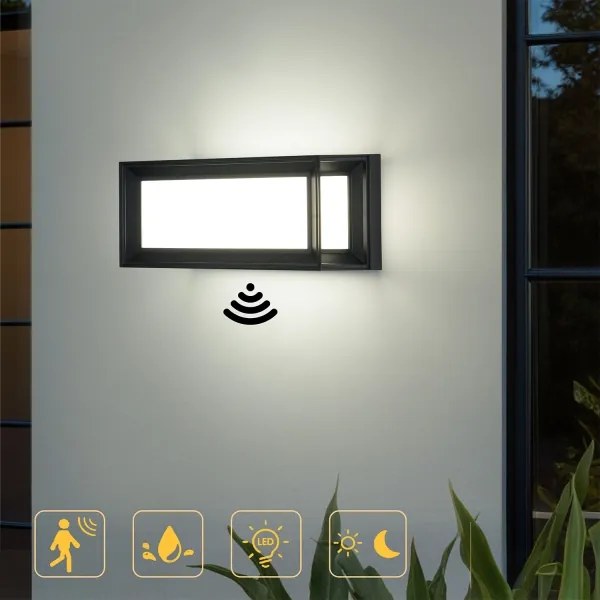 Brilagi - LED Venkovní nást. svítidlo se senzorem PARKER LED/12W/230V černá IP44