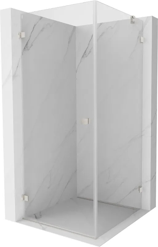 Mexen Lunar-B, výklopný sprchový kout levý 70 x 70 cm, 8mm čiré sklo, ocelový profil, 832-070-070-97-00-L