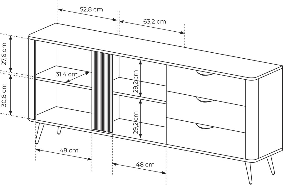 VERIS d | komoda 195 2D3S | 195,2 cm | dub dunin