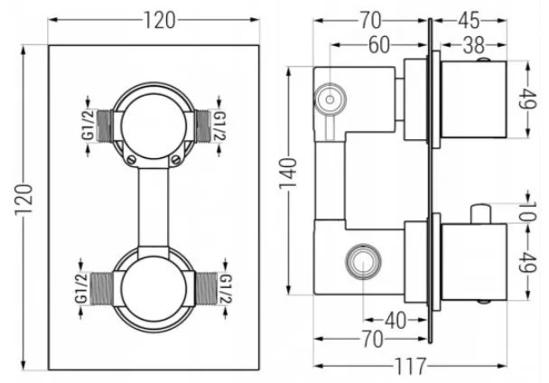 Sprchový set podomítkový MEXEN CUBE DR02 25 cm grafit