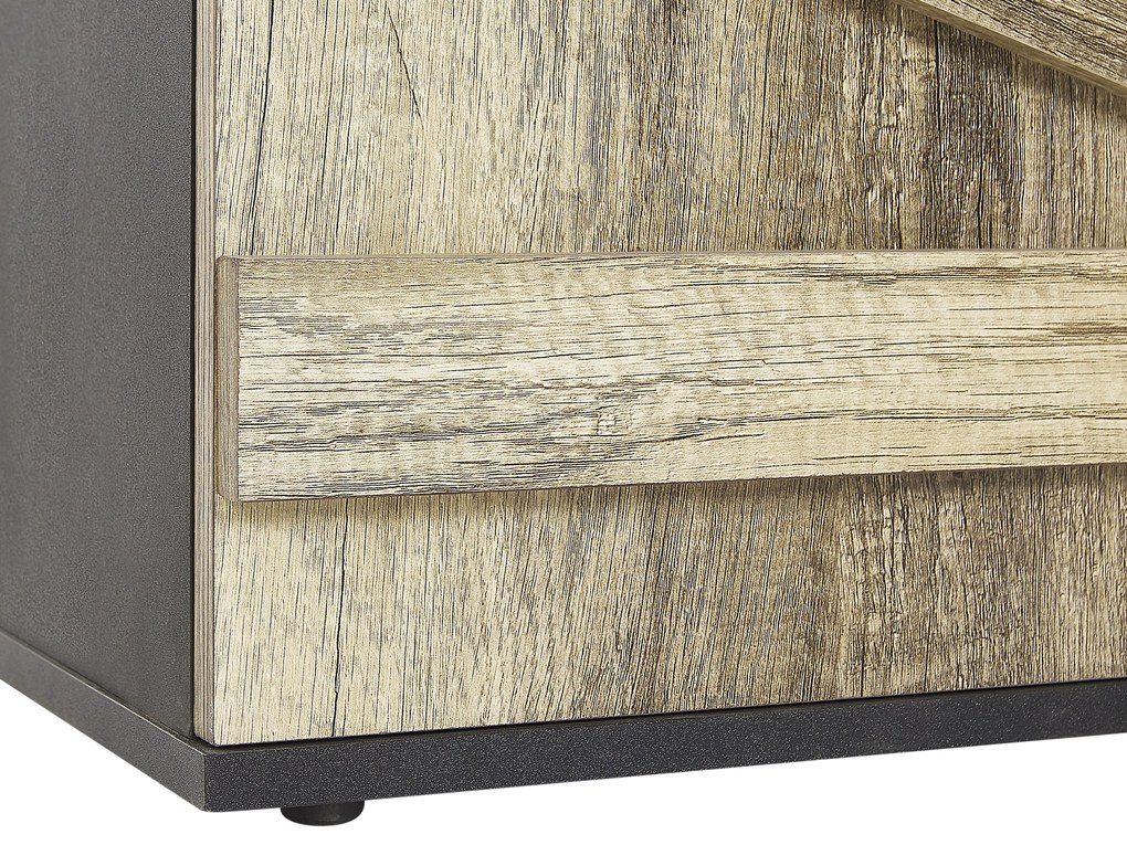 TV skříňka ze světlého dřeva s černým SALTER Beliani