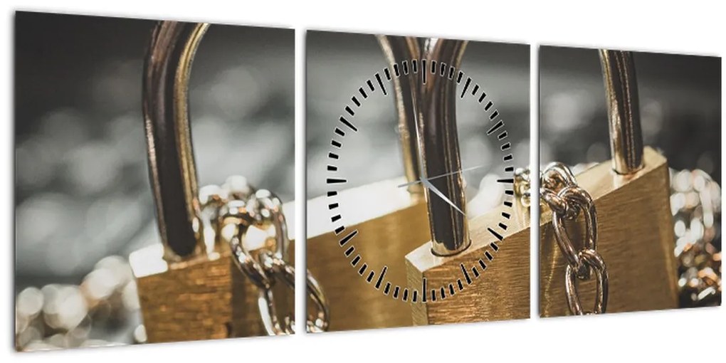 Obraz dvou zámků (s hodinami) (90x30 cm)