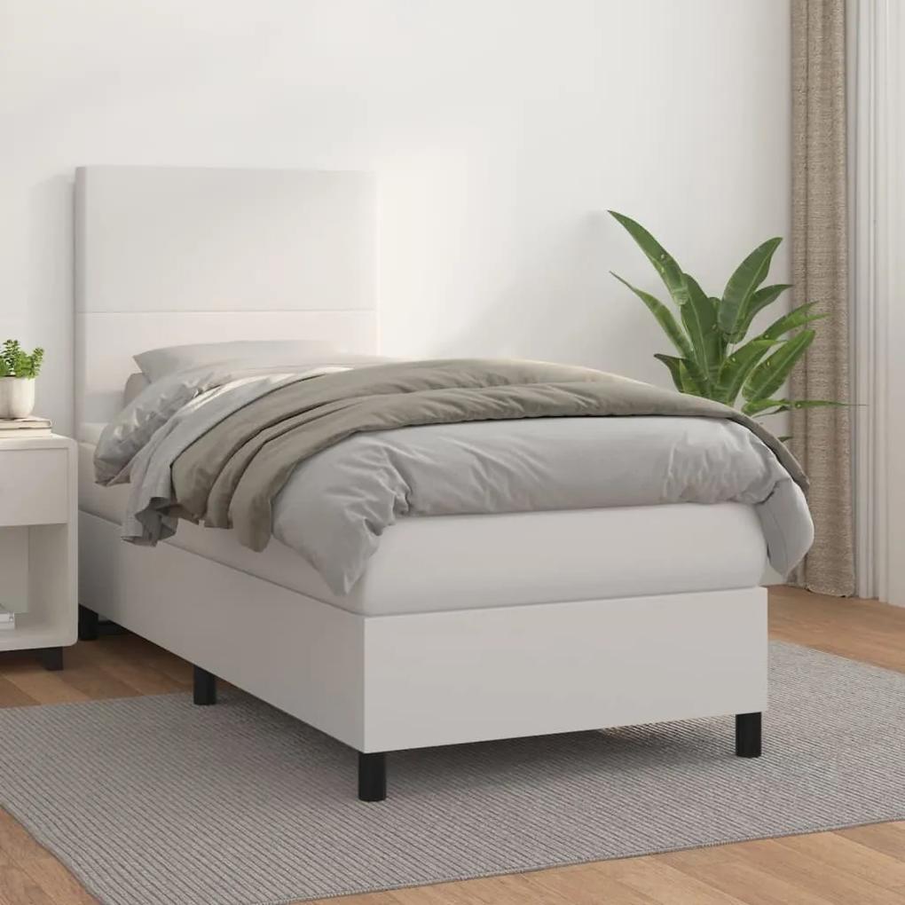 vidaXL Box spring postel s matrací 80 x 200 cm umělá kůže [3142693] Barva: Bílá