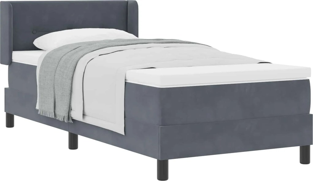 Postel s boxspringem s čelo Tmavě šedá 200 x 100 cm samet 3341457