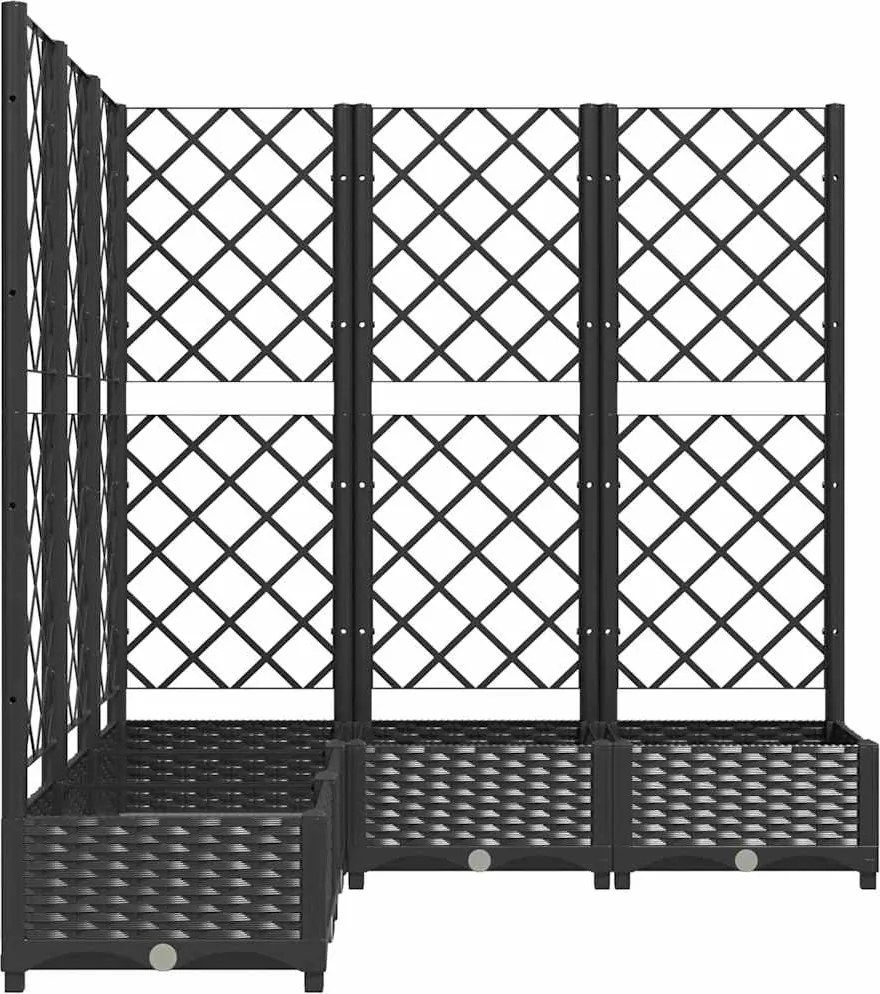 Zahradní truhlík s treláží černý 120 x 120 x 121,5 cm PP 318276
