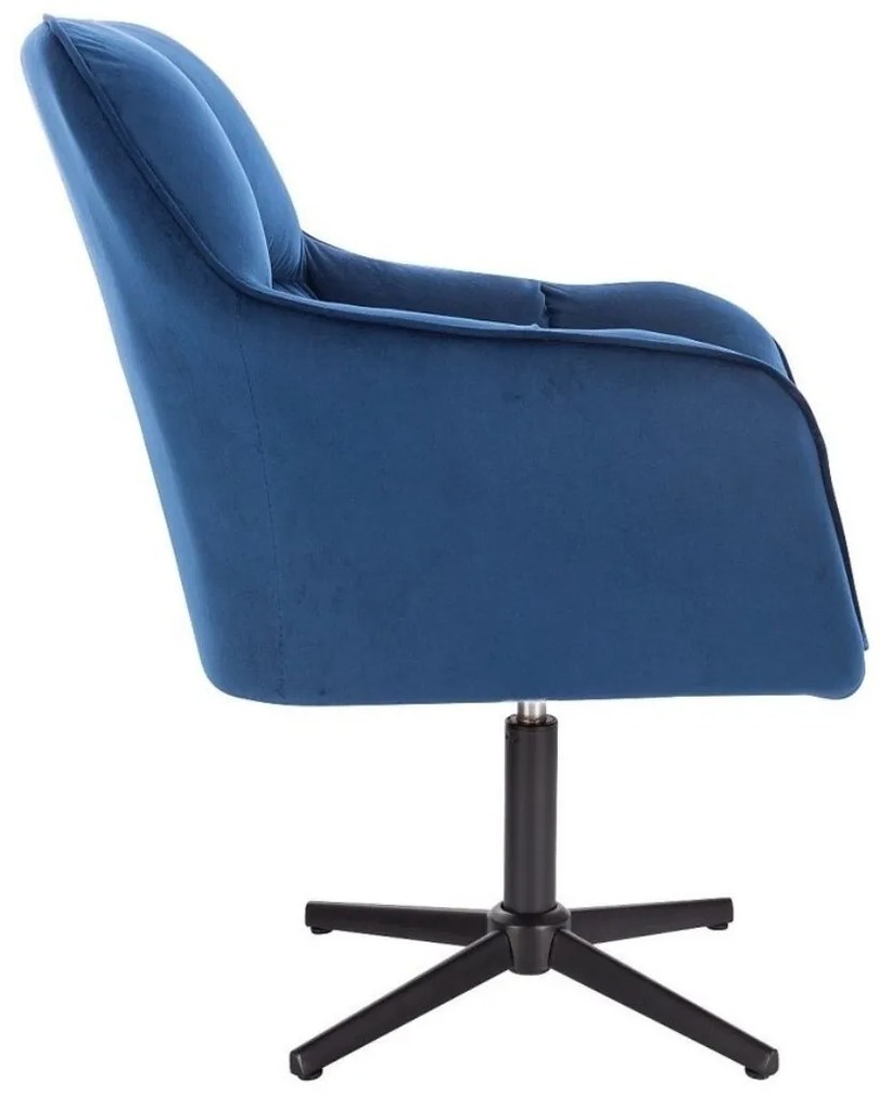 LuxuryForm DESIGN Otočné křeslo AMALFI VELUR na černém kříži - modré