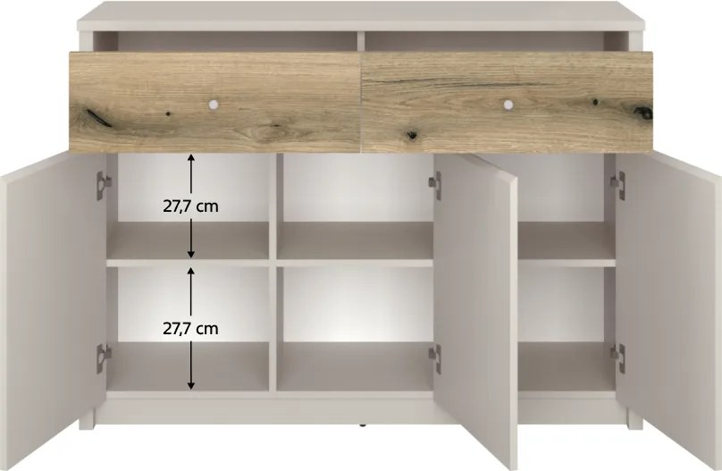 Kondela Komoda, kašmír/dub evoke, KAROS 3D2S