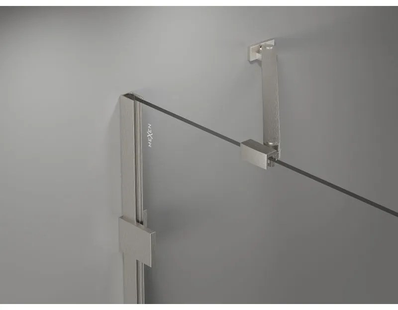 Mexen Lunar-B, výklopný sprchový kout levý 70 x 70 cm, 8mm čiré sklo, ocelový profil, 832-070-070-97-00-L
