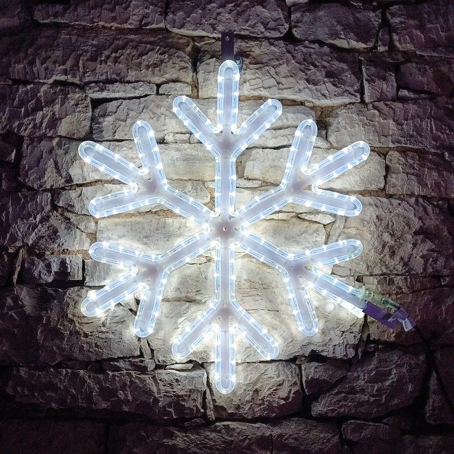 Easy Fix 2D LED světelná vločka VII., Ø 66 cm, ledově bílá s FLASH, závěsný, 3D tisk, IP67