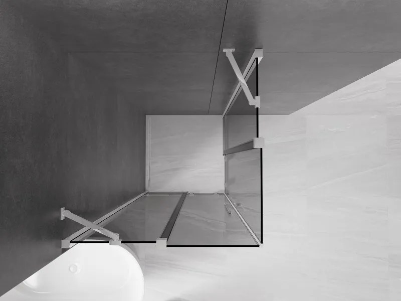 Mexen Velar Duo, sprchový kout s posuvnými dveřmi 90 x 90 cm, 8mm šedé sklo, chromová, 871-090-090-42-01
