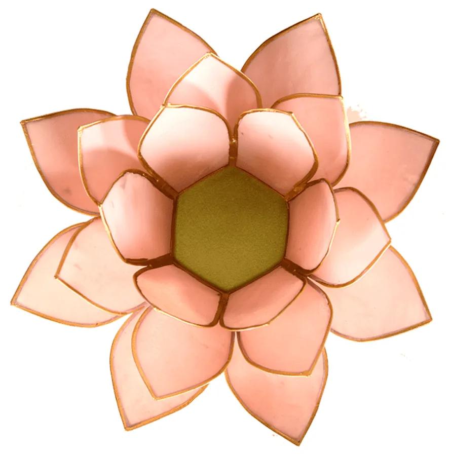Milujeme Kameny Svícen – lotosový květ – růžový – velký