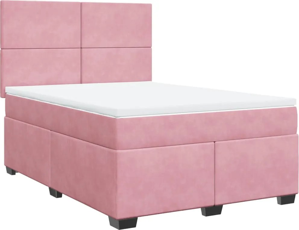 Box spring postel s matrací růžová 160x200 cm samet 3293253