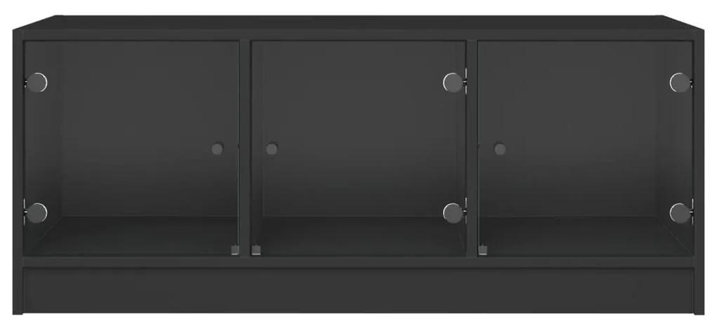 Konferenční stolek se skleněnými dvířky černý 102 x 50 x 42 cm - Default Title
