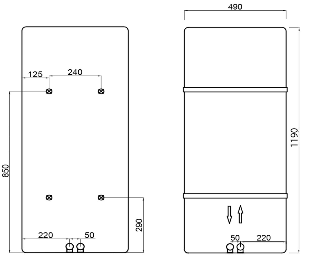 Sapho TABELLA otopné těleso 490x1190 mm, bílá mat MI1149